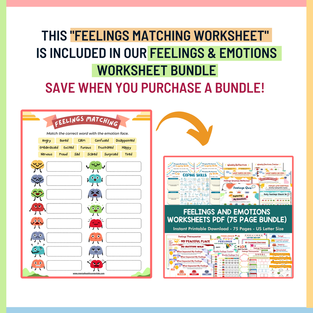 Matching Emotions Worksheet – Mental Health Center Kids