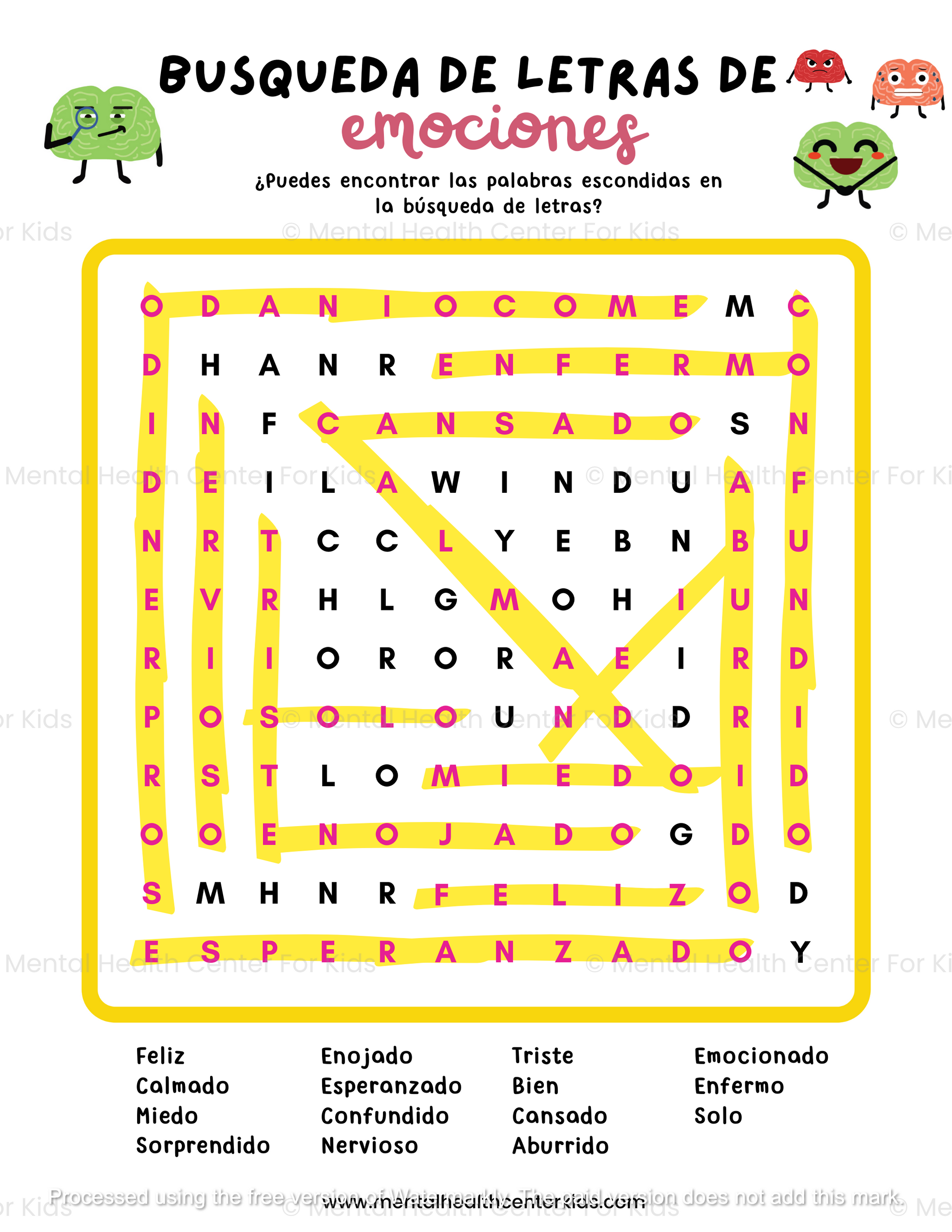 Feelings Activity Pack Worksheets (Spanish Version) – Mental Health ...