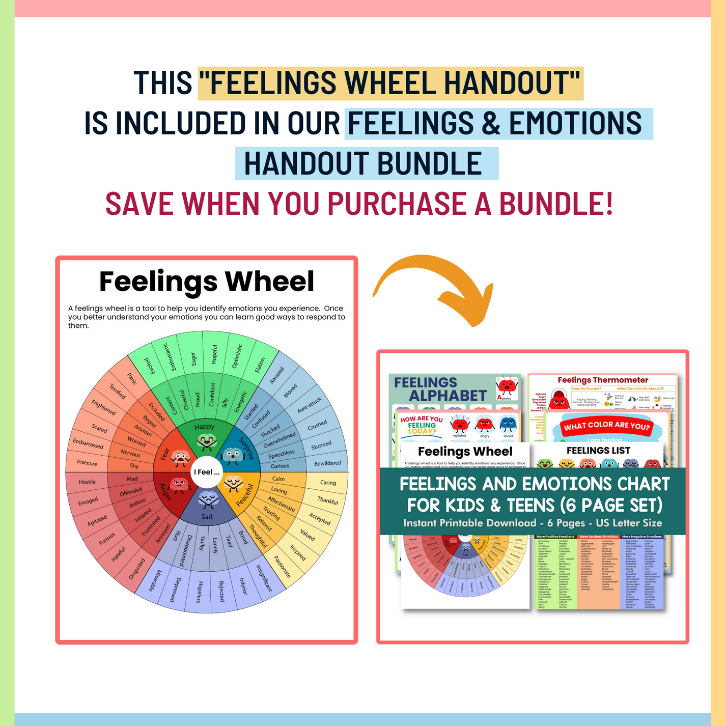 Feelings Wheel for Kids – Mental Health Center Kids