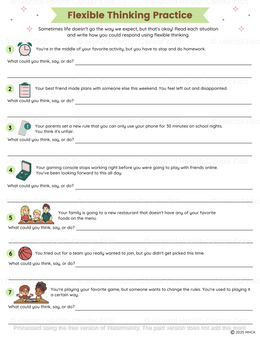 Flexible Thinking Worksheets (6 Pages) – Mental Health Center Kids