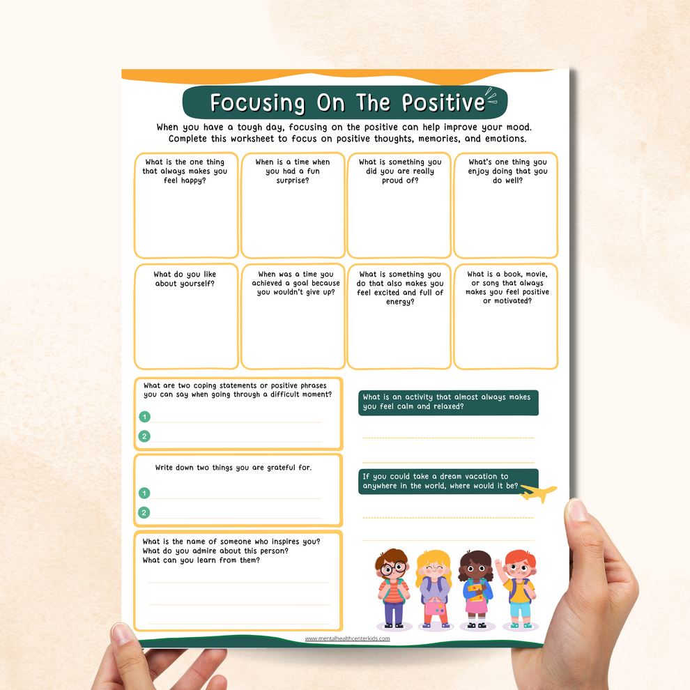 Focusing on the Positive Worksheet – Mental Health Center Kids