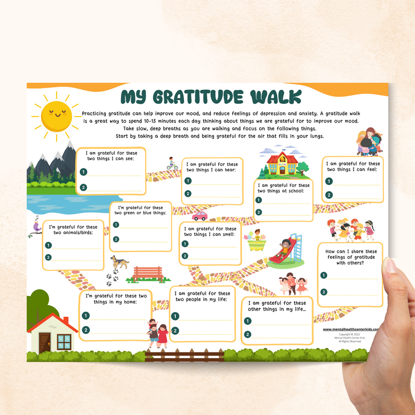 My Gratitude Walk Worksheet – Mental Health Center Kids