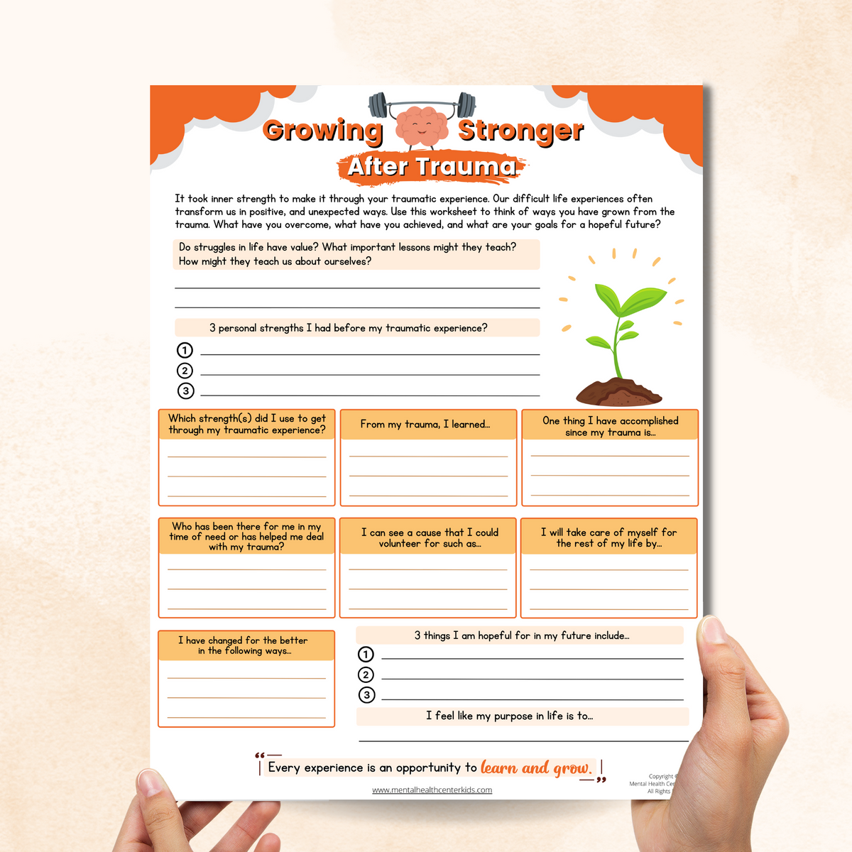 Post-Traumatic Growth Worksheet – Mental Health Center Kids