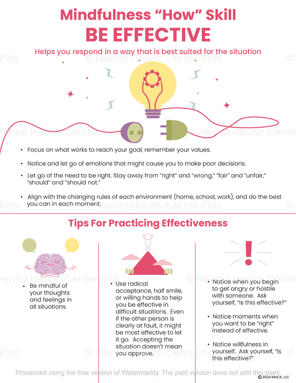 DBT Effectiveness Mindfulness "How" Skill (PDF) – Mental Health Center Kids