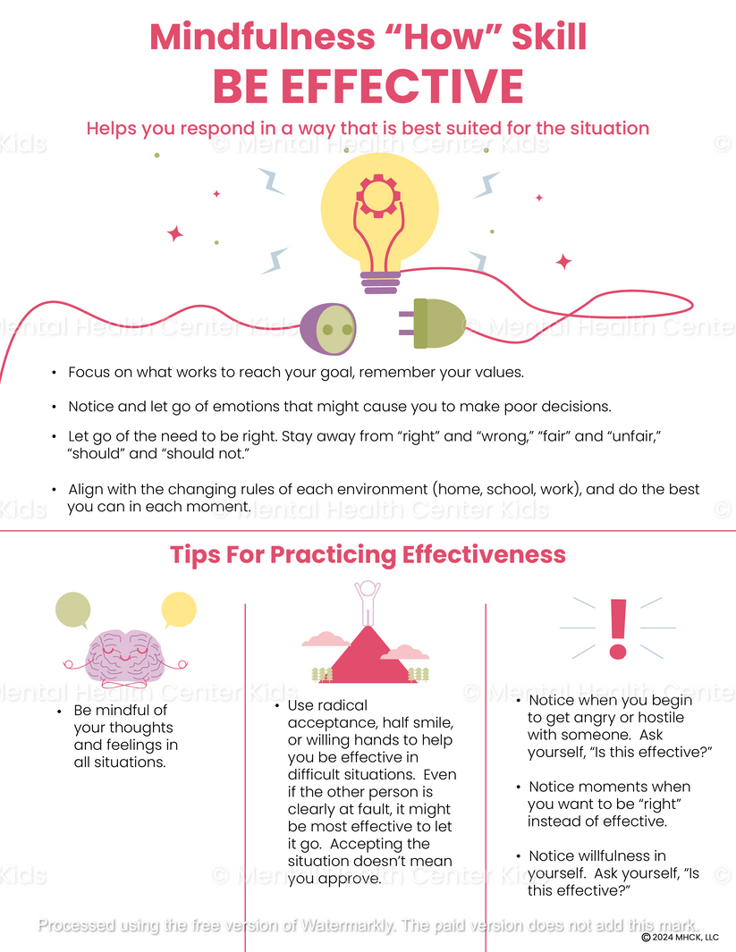 DBT Effectiveness Mindfulness "How" Skill (PDF) – Mental Health Center Kids