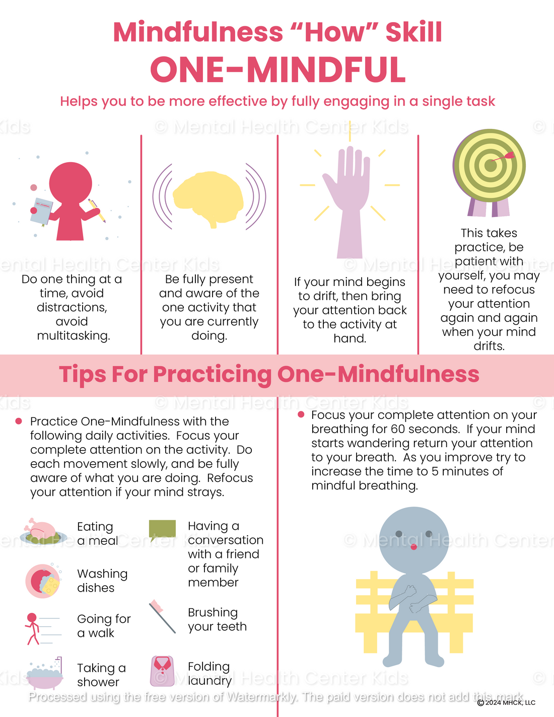 DBT One-Mindfully Mindfulness "How" Skill (PDF) – Mental Health Center Kids