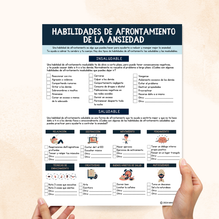 Coping Skills For Anxiety Worksheet (Spanish Version) – Mental Health ...