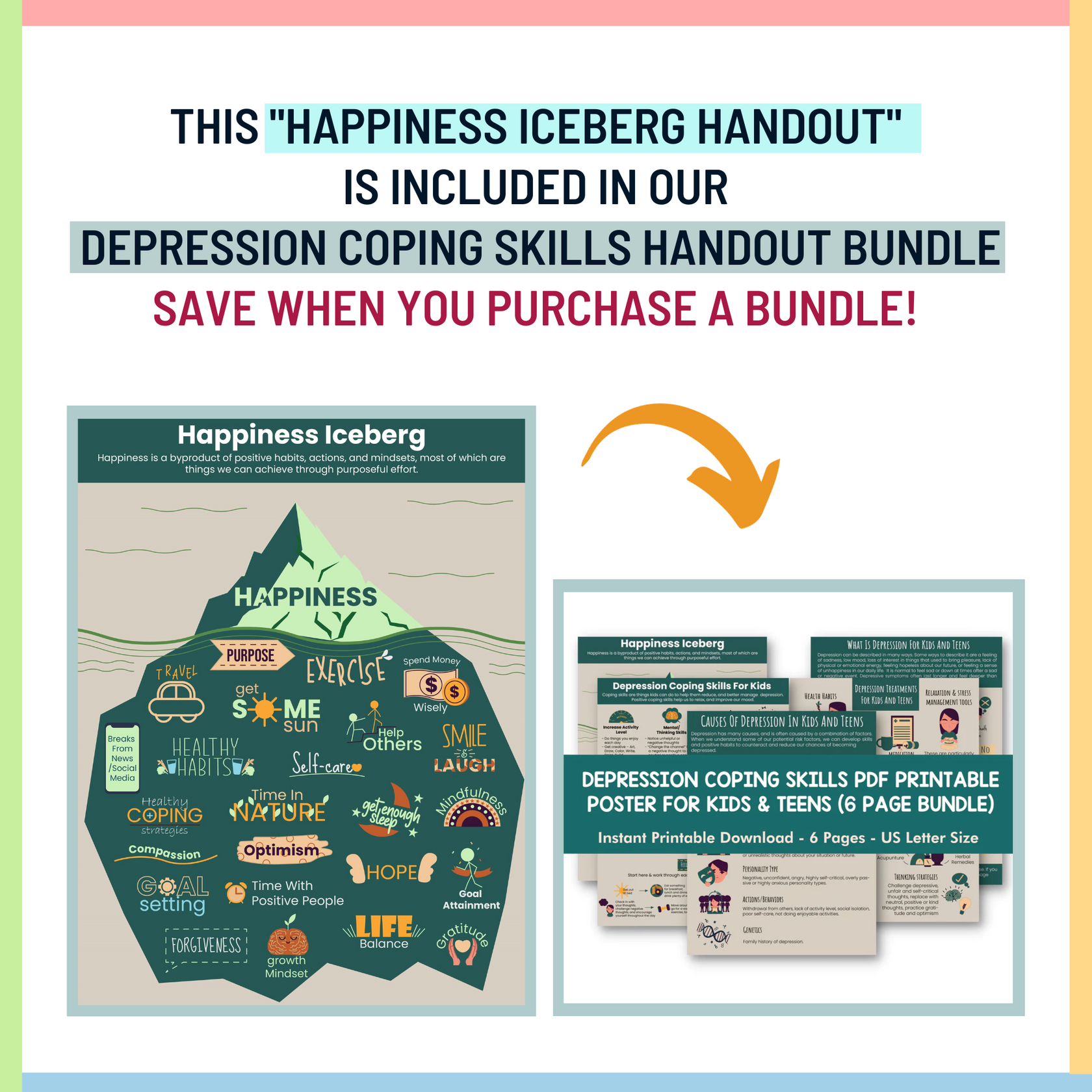 Happiness Iceberg Handout – Mental Health Center Kids