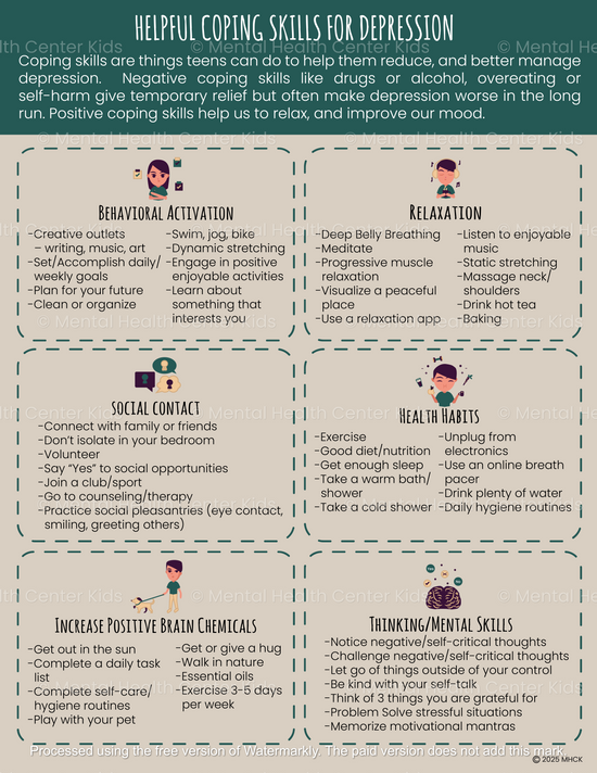 Depression Coping Skills (PDF) – Mental Health Center Kids