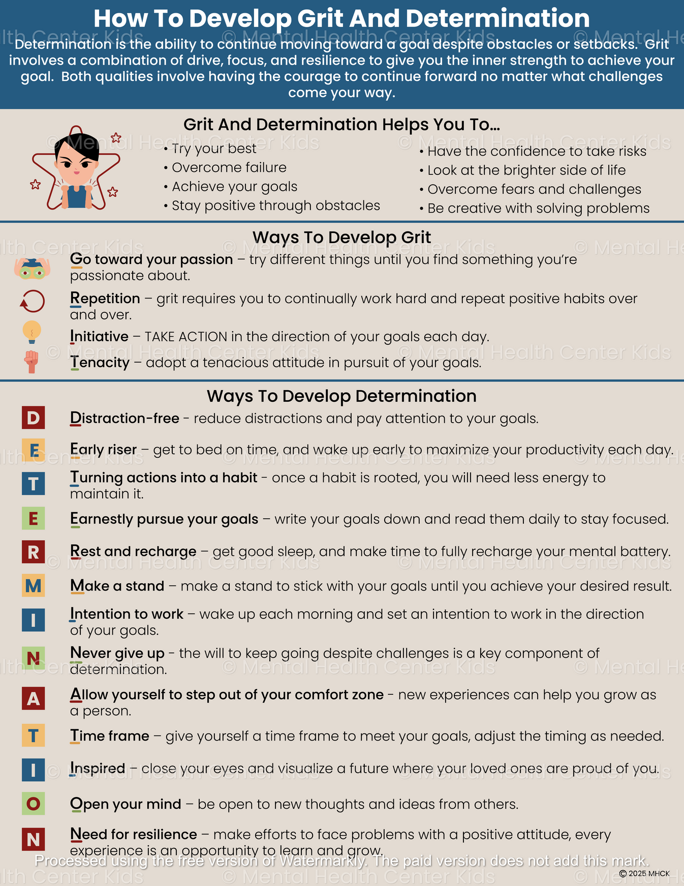 How to Develop Grit and Determination – Mental Health Center Kids