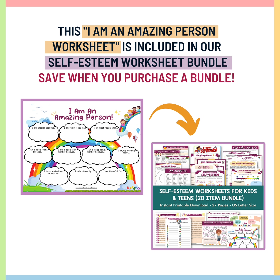 "I Am an Amazing Person" Worksheet – Mental Health Center Kids