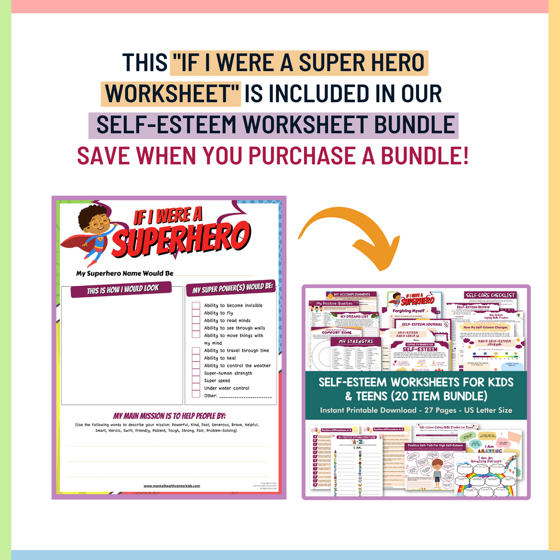 If I Were a Superhero Worksheet – Mental Health Center Kids
