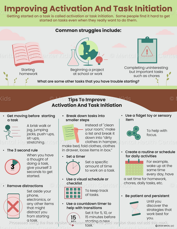 ADHD Improving Activation And Task Initiation – Mental Health Center Kids