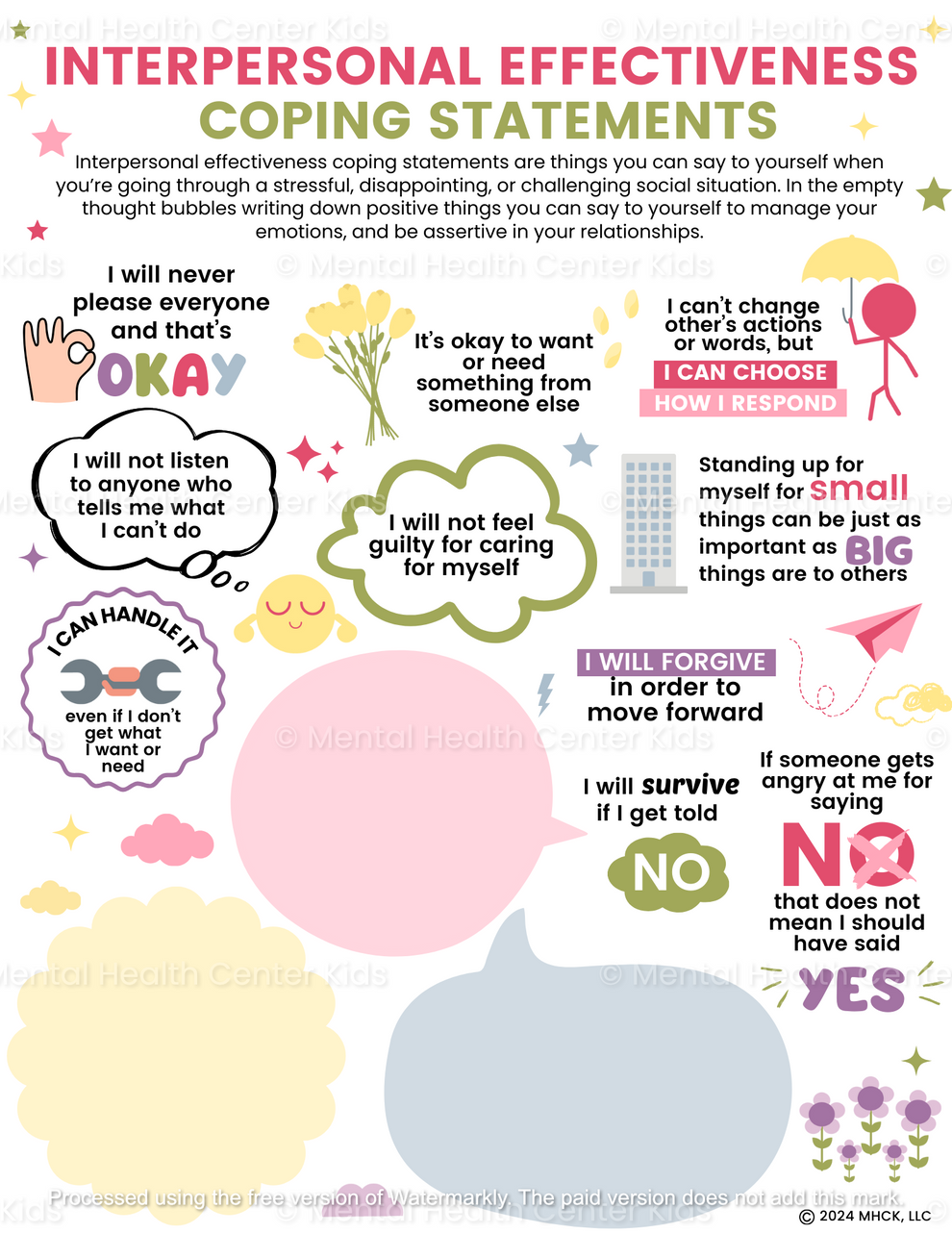 Interpersonal Effectiveness Coping Statements Worksheet – Mental Health ...