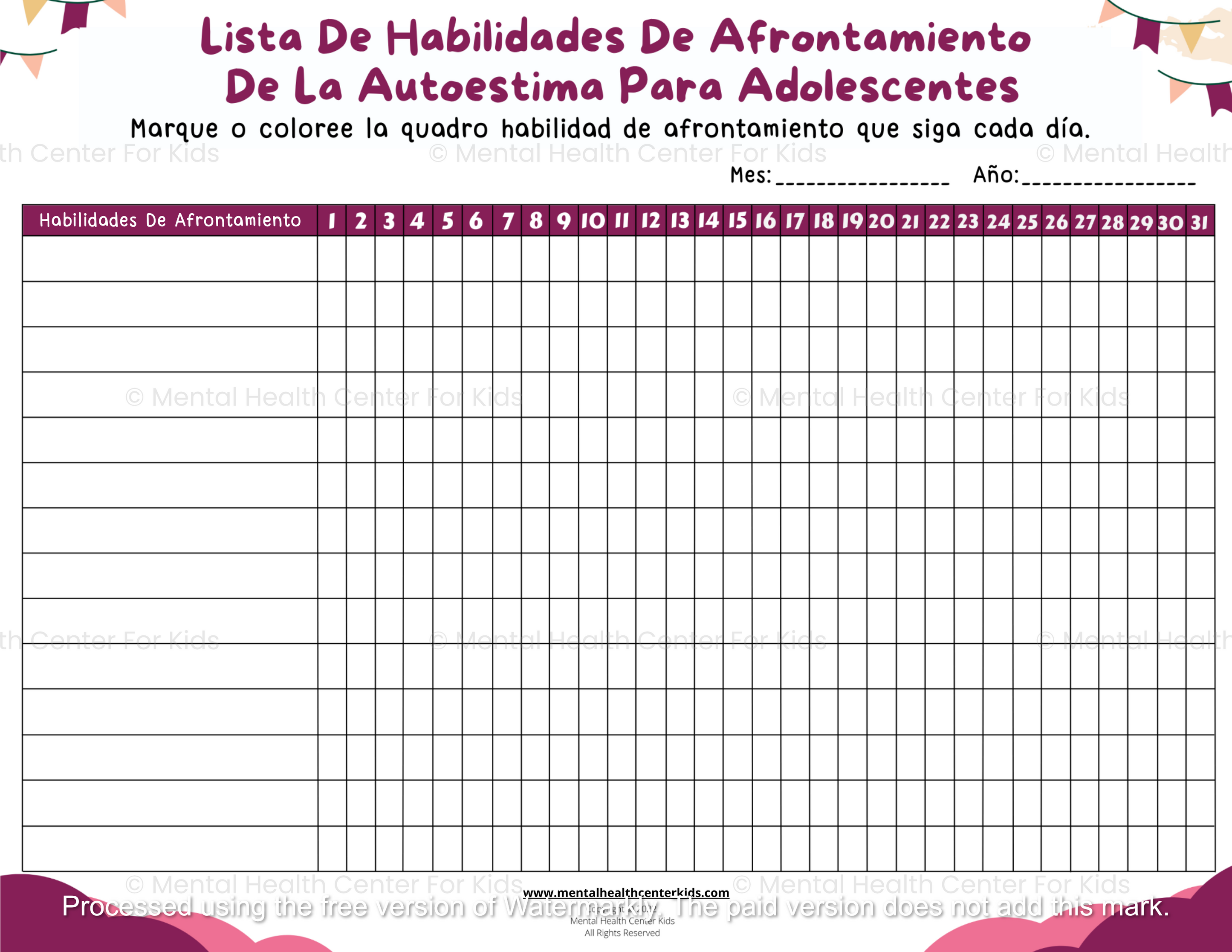 Self-Esteem Coping Skills Tracker For Teens (Spanish Version) – Mental ...