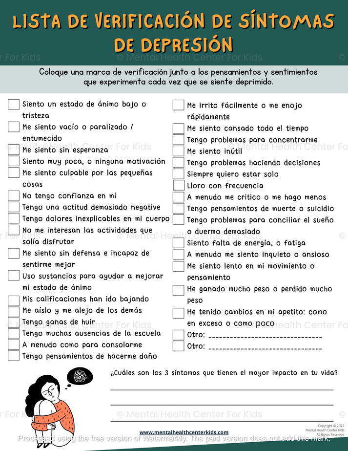 Depression Symptoms Checklist Worksheet (Spanish Version) – Mental ...