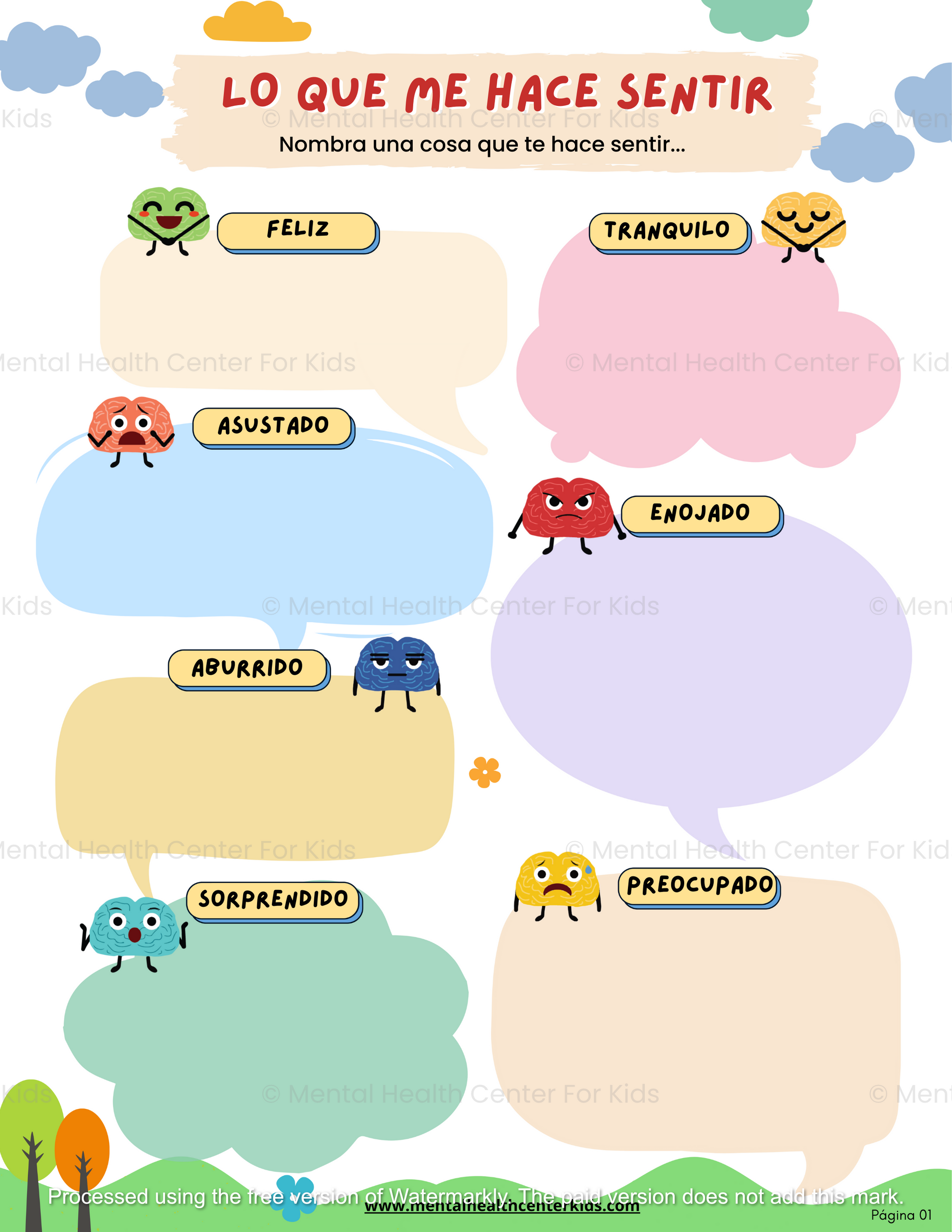 What Makes Me Feel Worksheet (Spanish Version) – Mental Health Center Kids