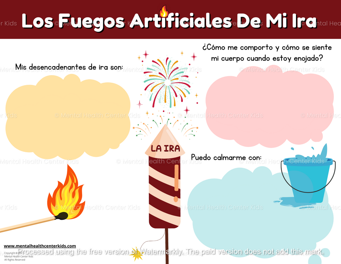 My Anger Firework Worksheet (Spanish Version) – Mental Health Center Kids