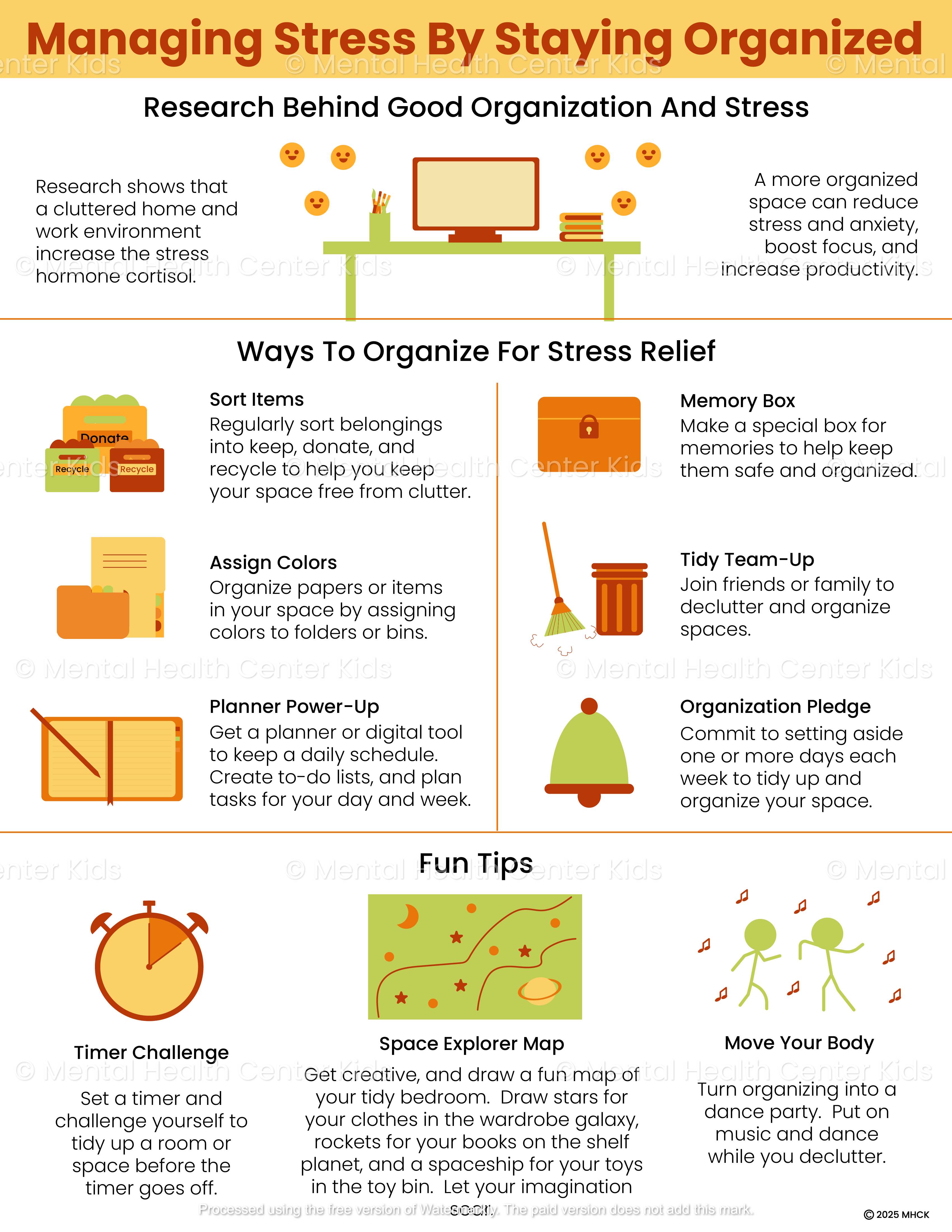 Managing Stress With Organization Handout – Mental Health Center Kids