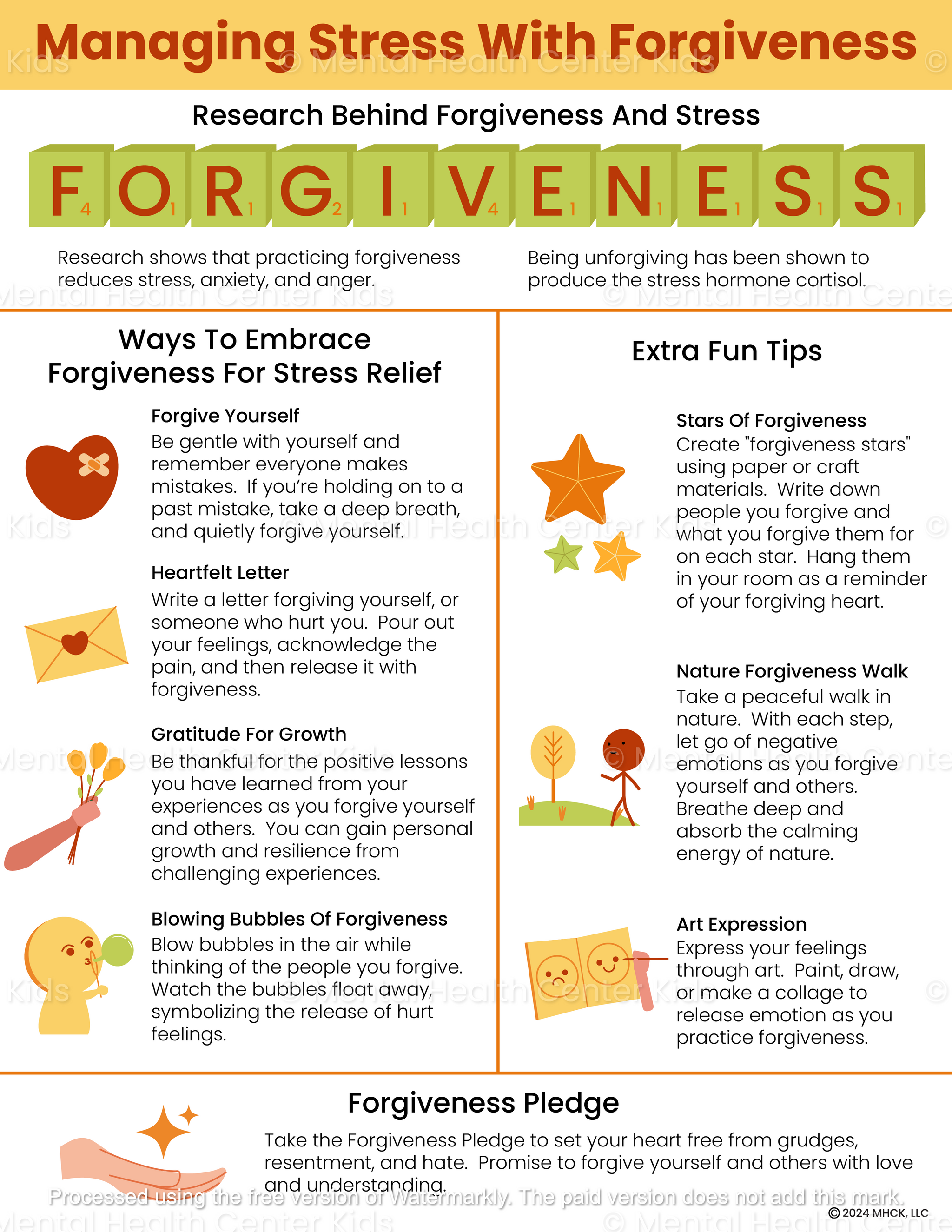 Managing Stress With Forgiveness Handout – Mental Health Center Kids