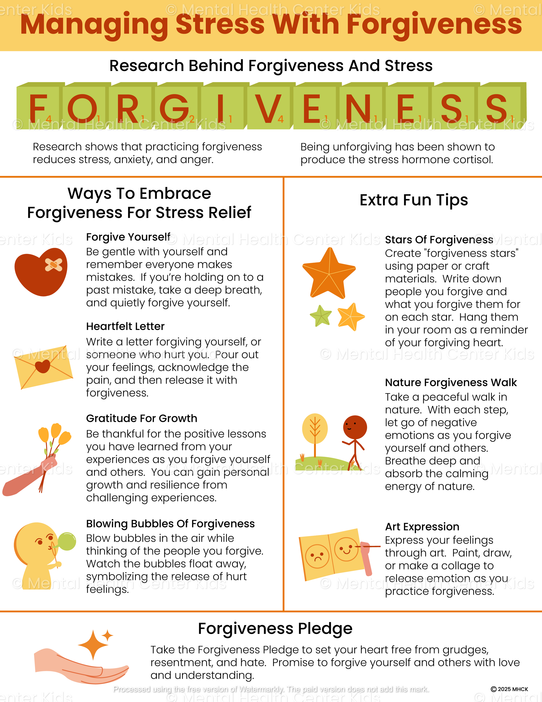 Managing Stress With Forgiveness Handout – Mental Health Center Kids