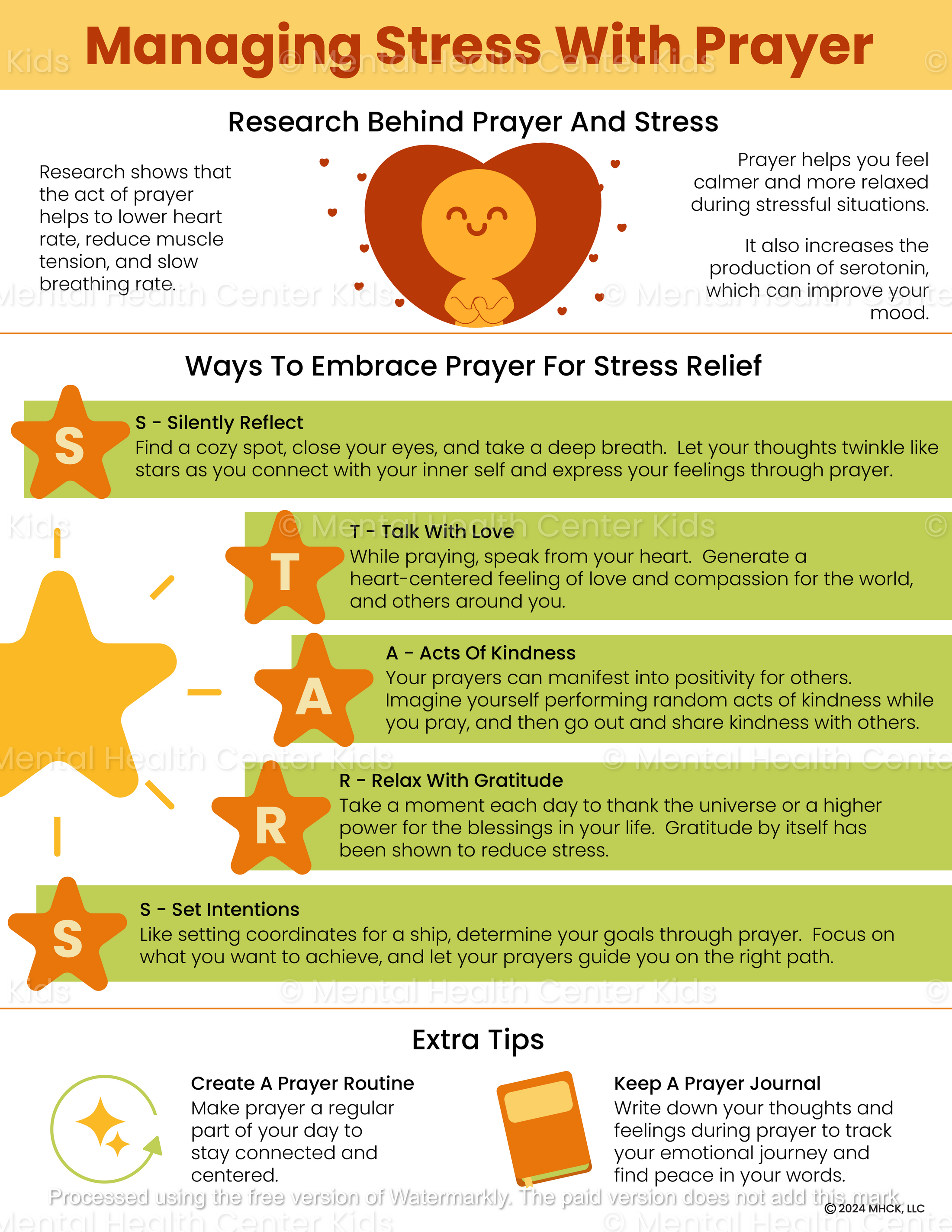 Managing Stress With Prayer Handout – Mental Health Center Kids