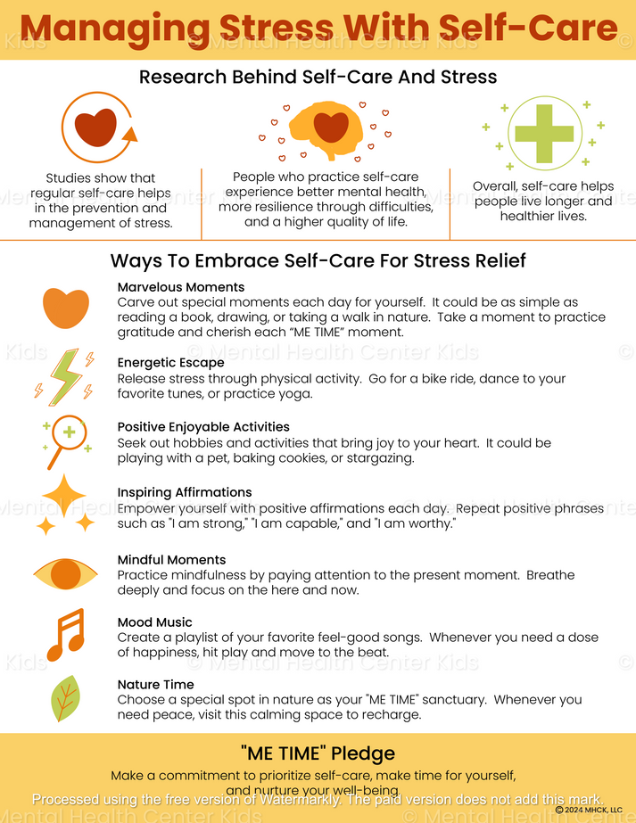 Managing Stress With Self-Care Handout – Mental Health Center Kids
