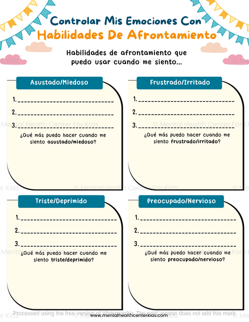 Managing My Emotions With Coping Skills Worksheets (Spanish Version ...