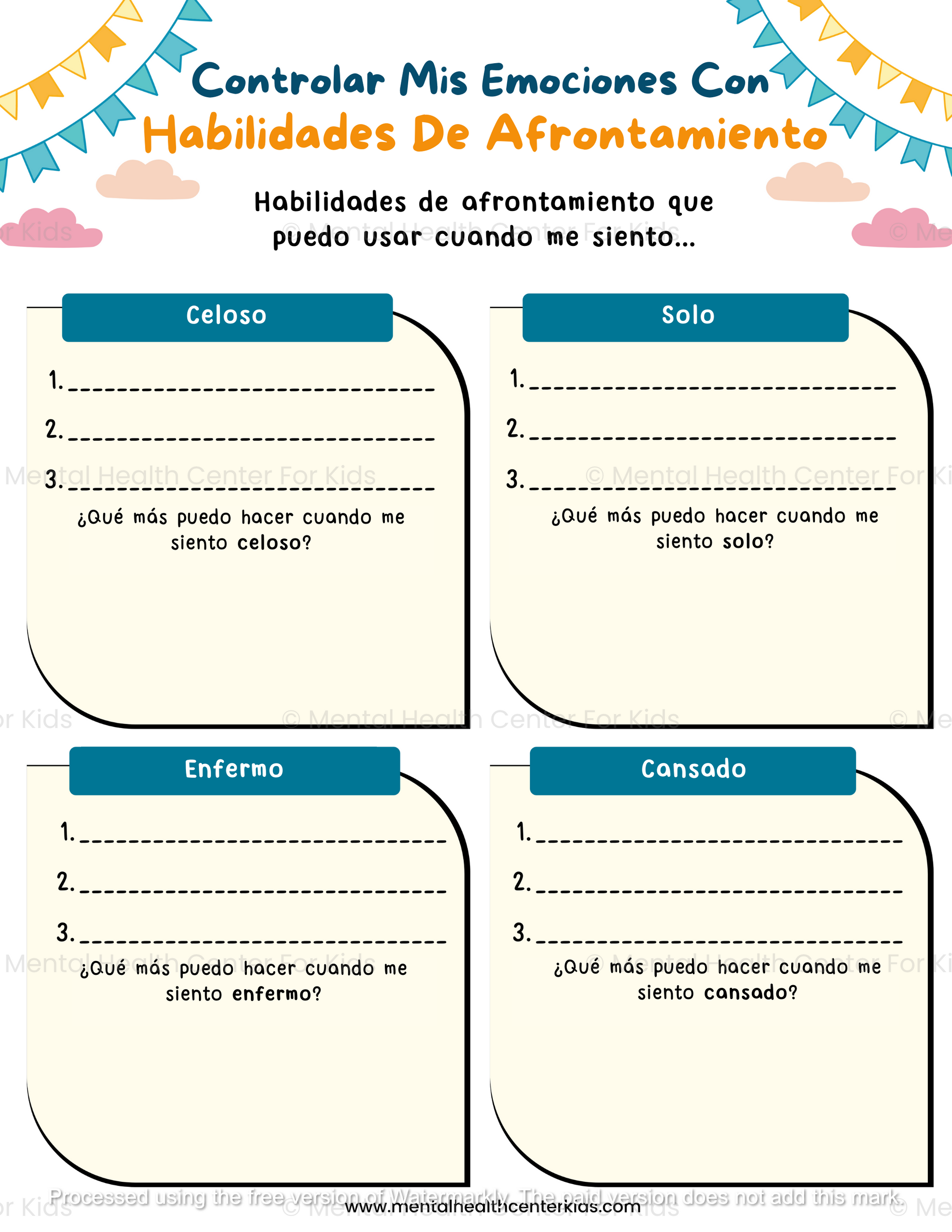 Managing My Emotions With Coping Skills Worksheets (Spanish Version ...