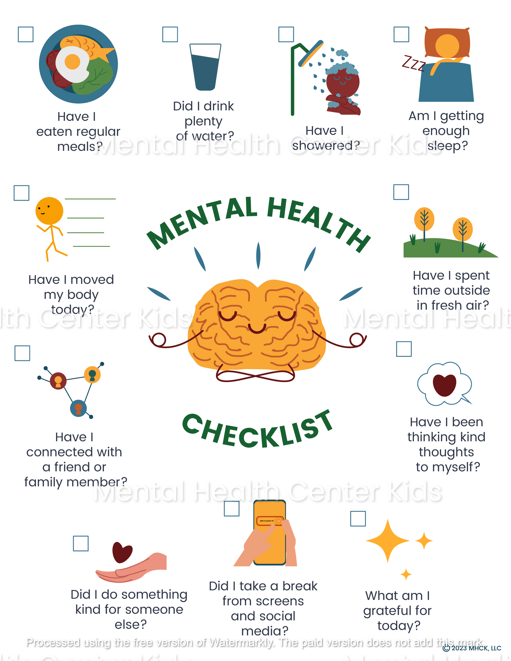 Mental Health Checklist (FREE) – Mental Health Center Kids