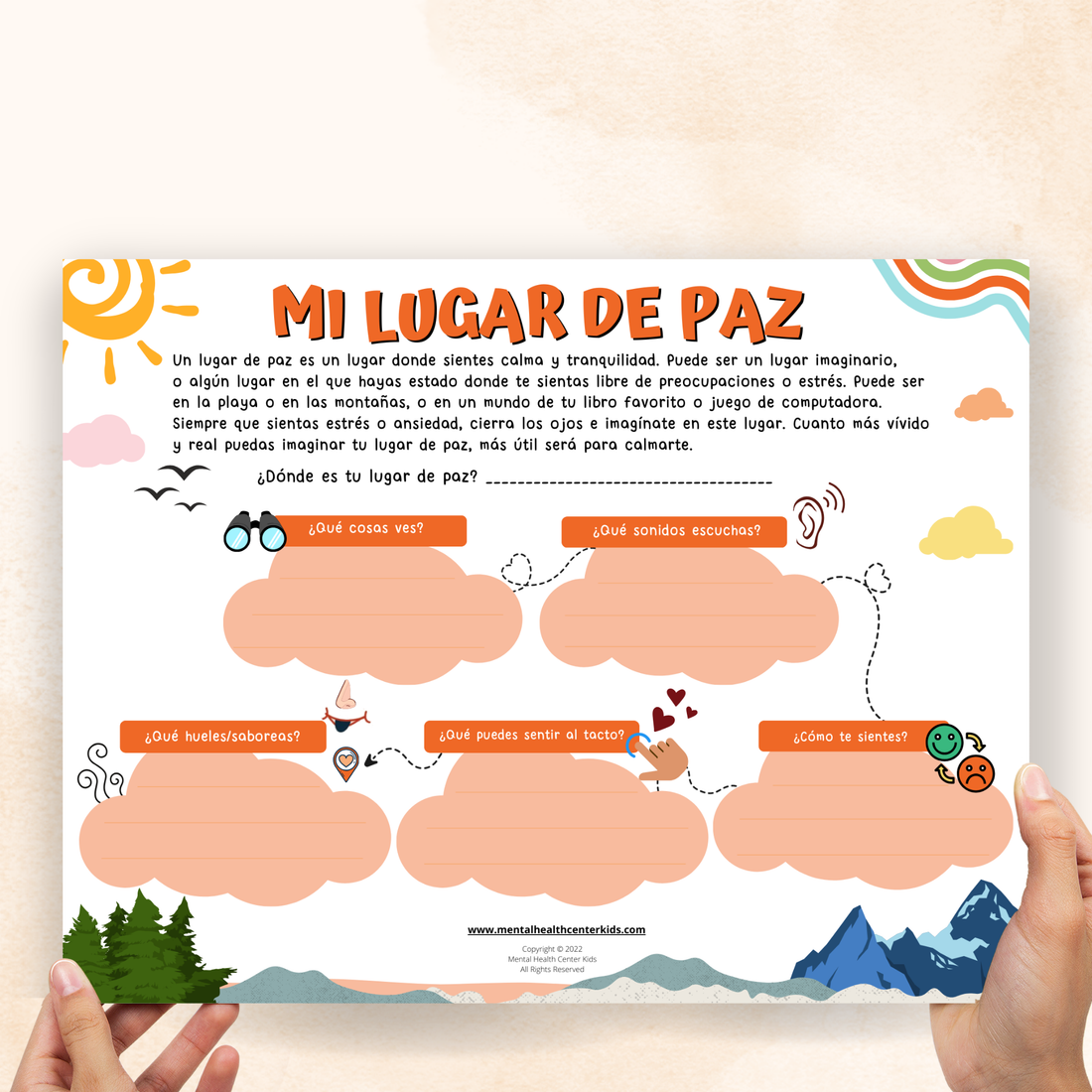 My Peaceful Place Worksheet (Spanish Version) – Mental Health Center Kids
