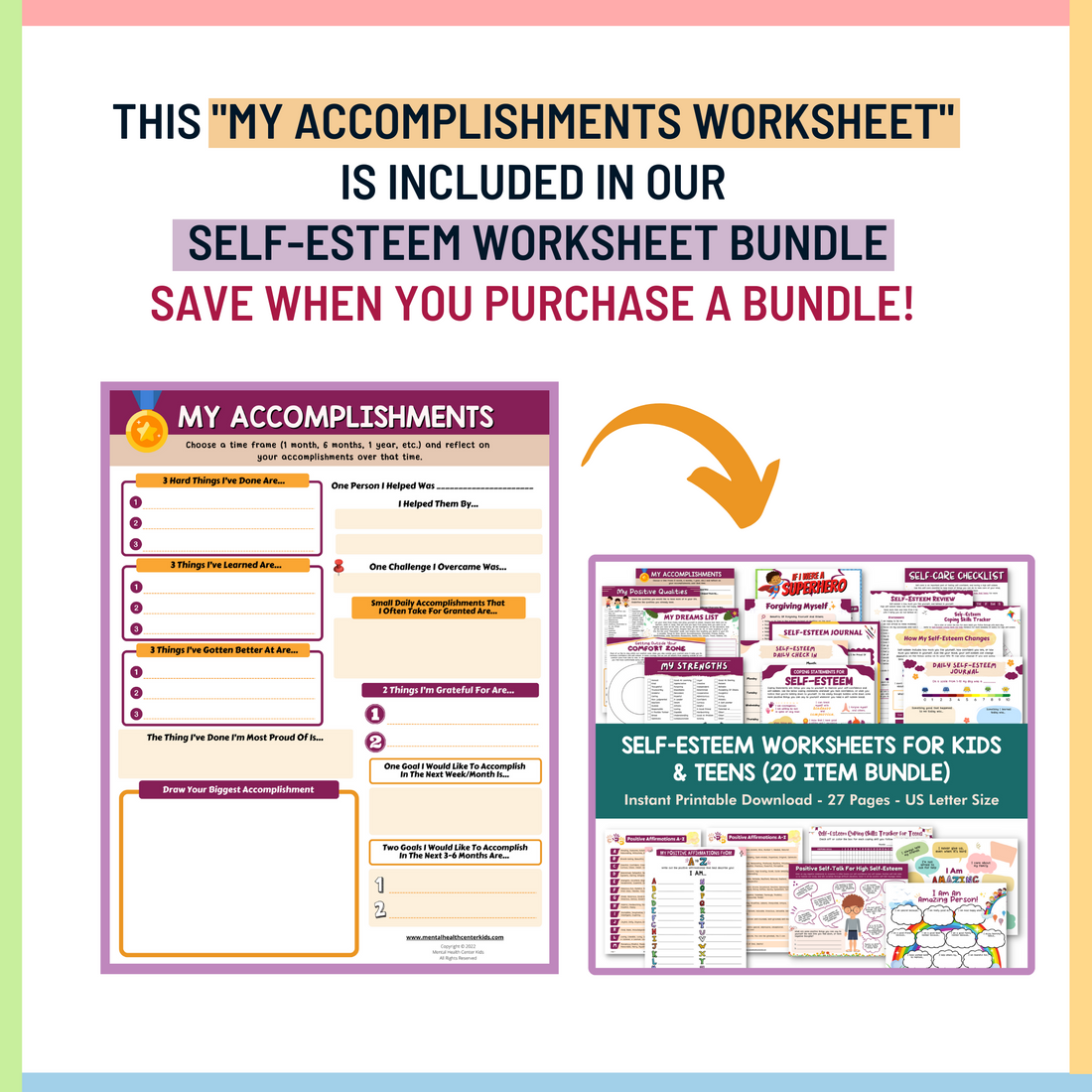My Accomplishments Worksheet – Mental Health Center Kids