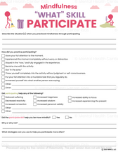 DBT Mindfulness "What" Skills Worksheets – Mental Health Center Kids