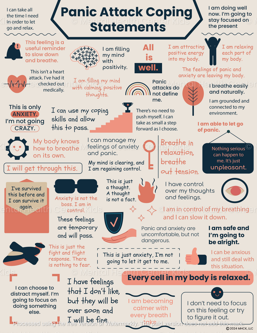 Panic Attack Coping Statements – Mental Health Center Kids