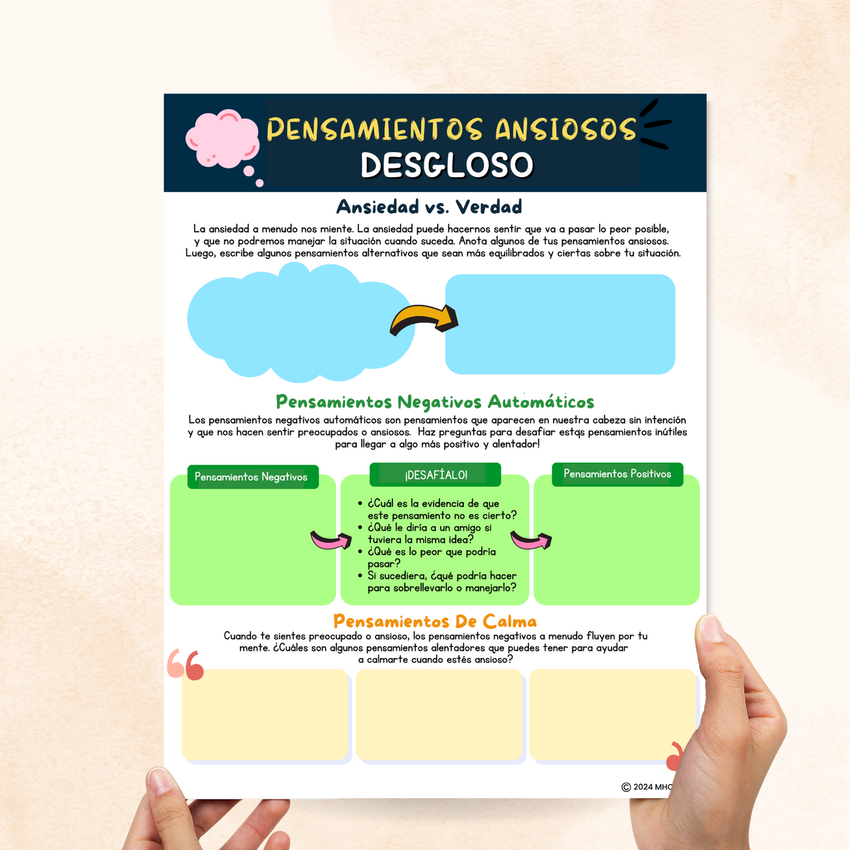 Anxious Thoughts Breakdown Worksheet (Spanish Version) – Mental Health ...