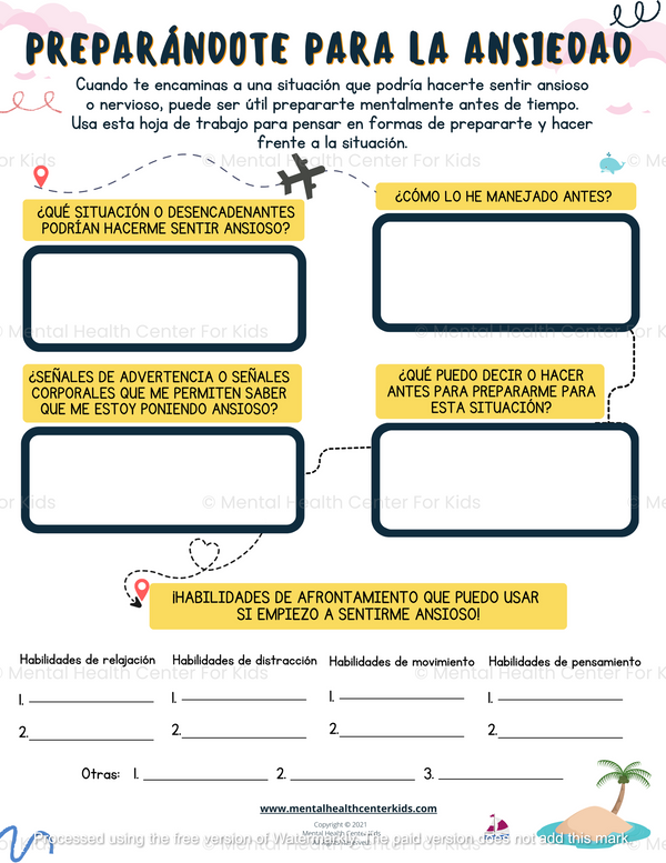 Preparing For Anxiety Worksheet (Spanish Version) – Mental Health ...
