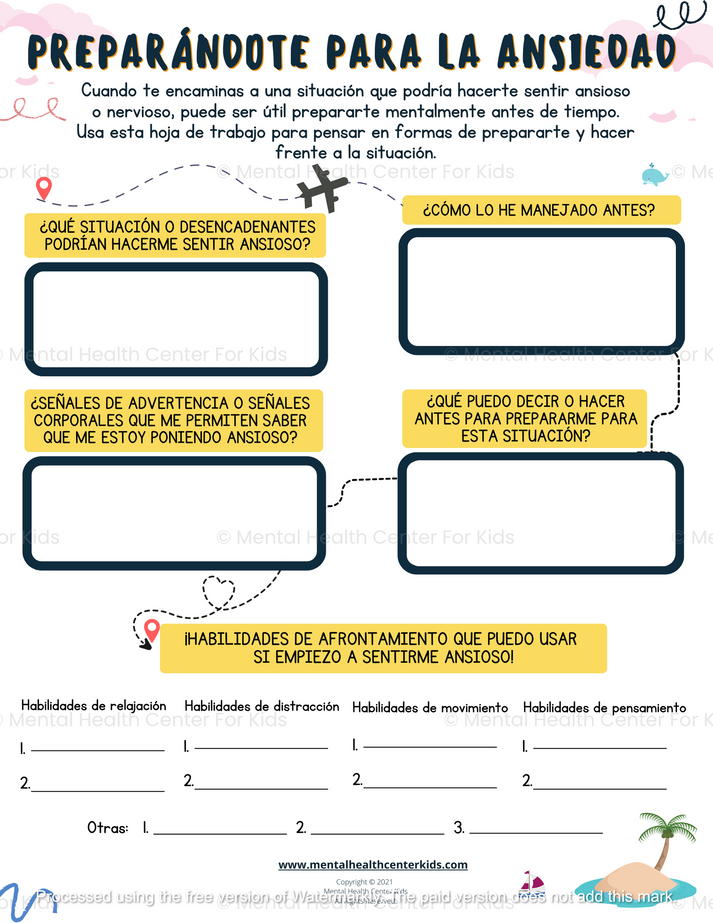 Preparing For Anxiety Worksheet (Spanish Version) – Mental Health ...