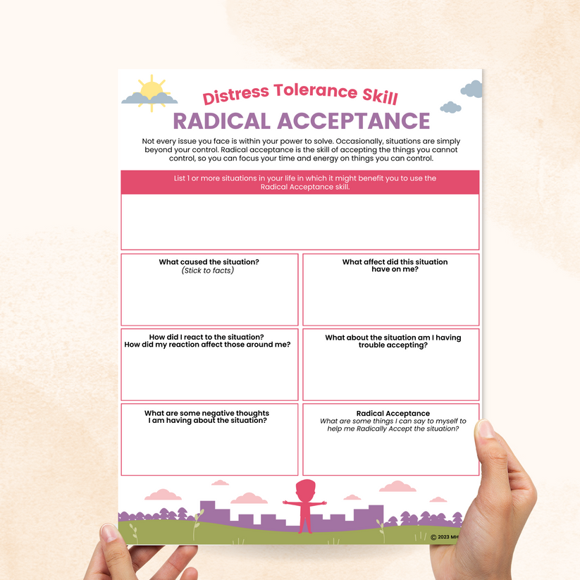 DBT Radical Acceptance Worksheet – Mental Health Center Kids