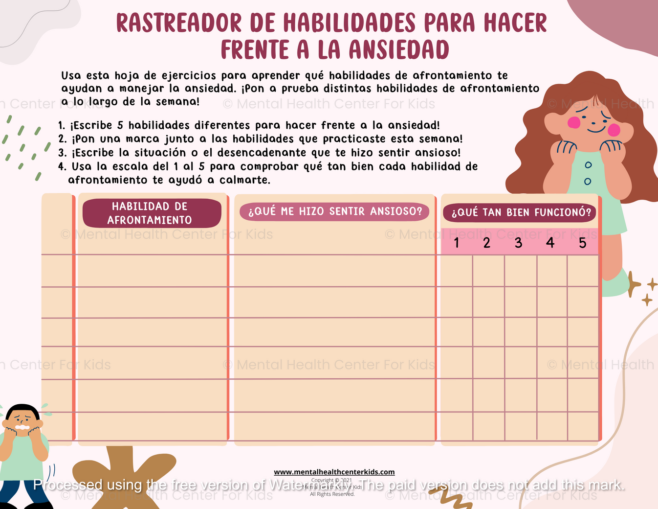 Anxiety Coping Skills Tracker Worksheet (Spanish Version) – Mental ...