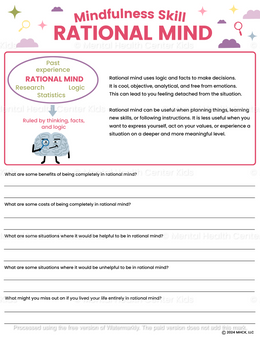 Wise Mind DBT Worksheets – Mental Health Center Kids