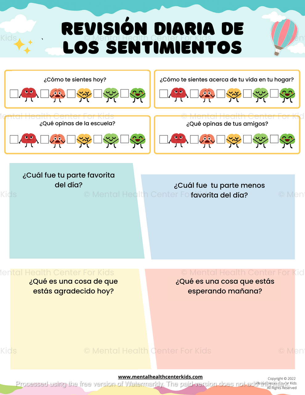 Daily Feelings Check-In Worksheet (Spanish Version) – Mental Health ...