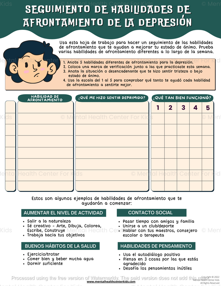 Depression Coping Skills Tracker Worksheet (Spanish Version) – Mental ...