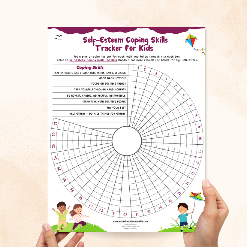 Self-Esteem Coping Skills Tracker for Kids – Mental Health Center Kids