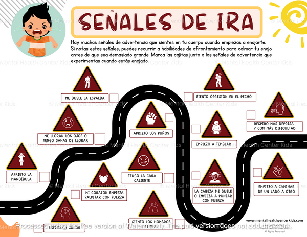Anger Signs Worksheet (Spanish Version) – Mental Health Center Kids