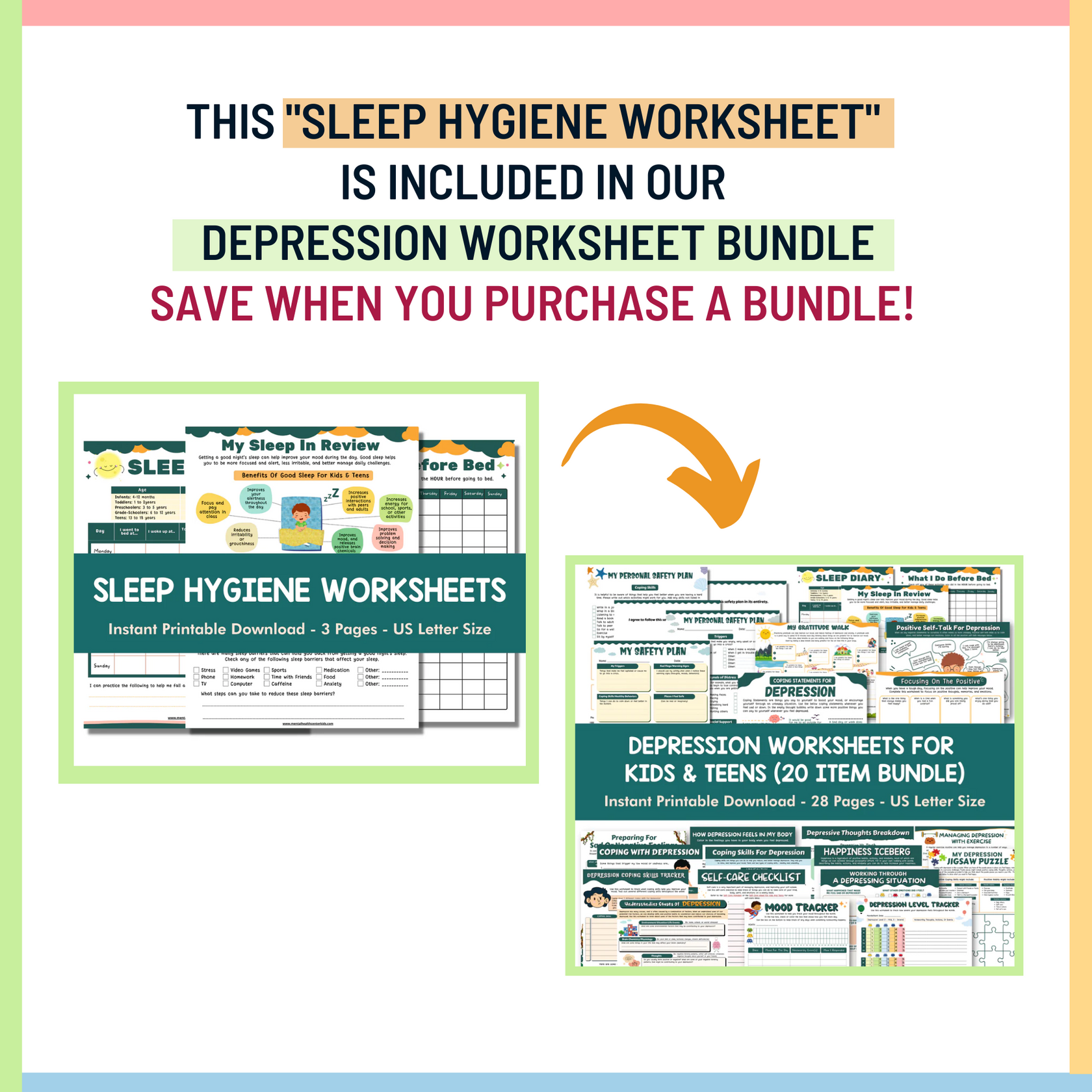 Sleep Hygiene Worksheets – Mental Health Center Kids