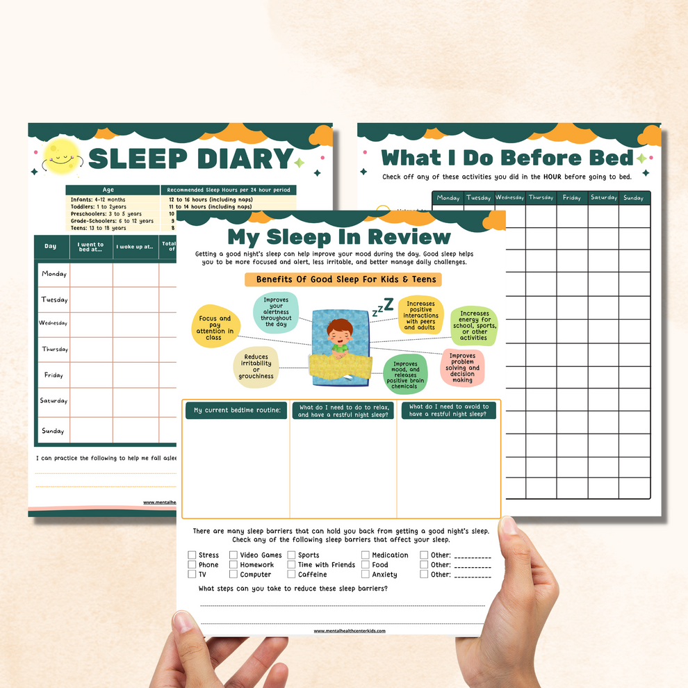 Sleep Hygiene Worksheets – Mental Health Center Kids