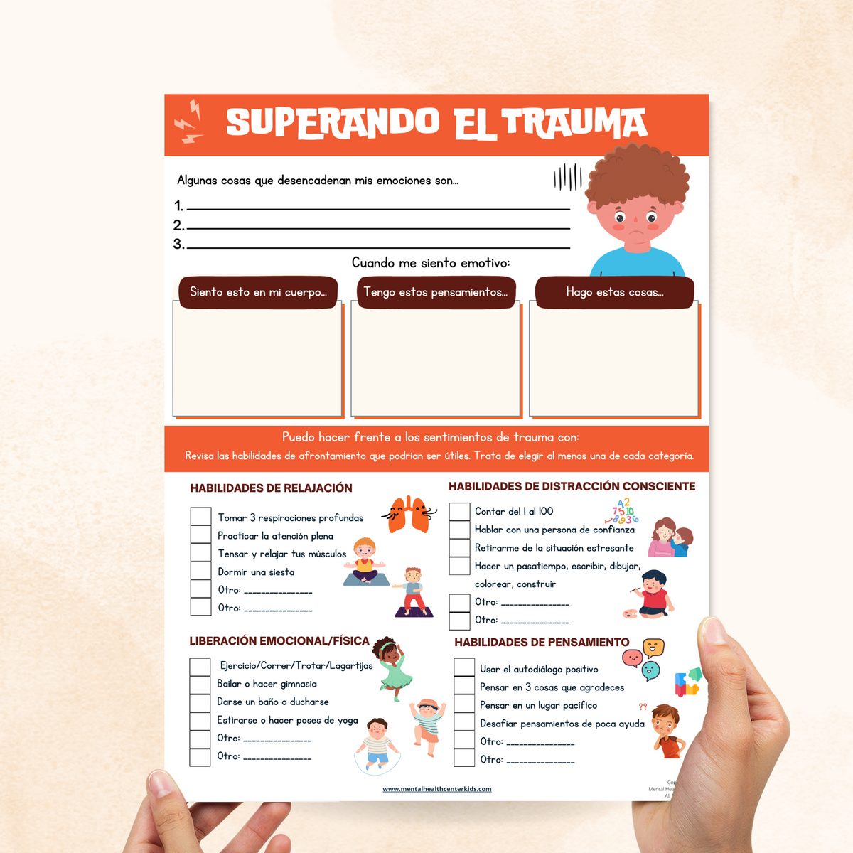 Coping With Trauma Worksheet (Spanish Version) – Mental Health Center Kids