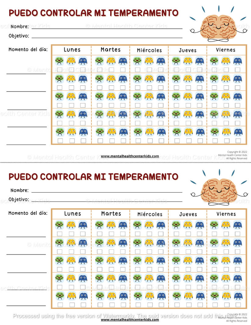 Weekly Anger, Behavior, and Goals Tracker (Spanish Version) – Mental ...