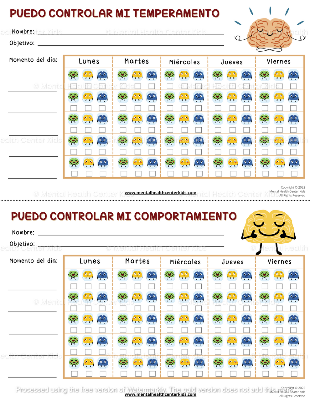 Weekly Anger, Behavior, and Goals Tracker (Spanish Version) – Mental ...