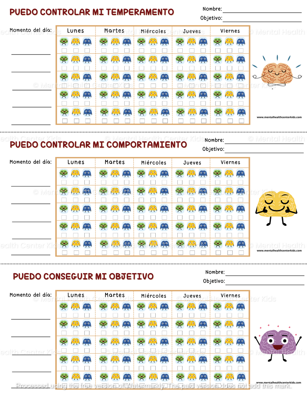 Weekly Anger, Behavior, and Goals Tracker (Spanish Version) – Mental ...